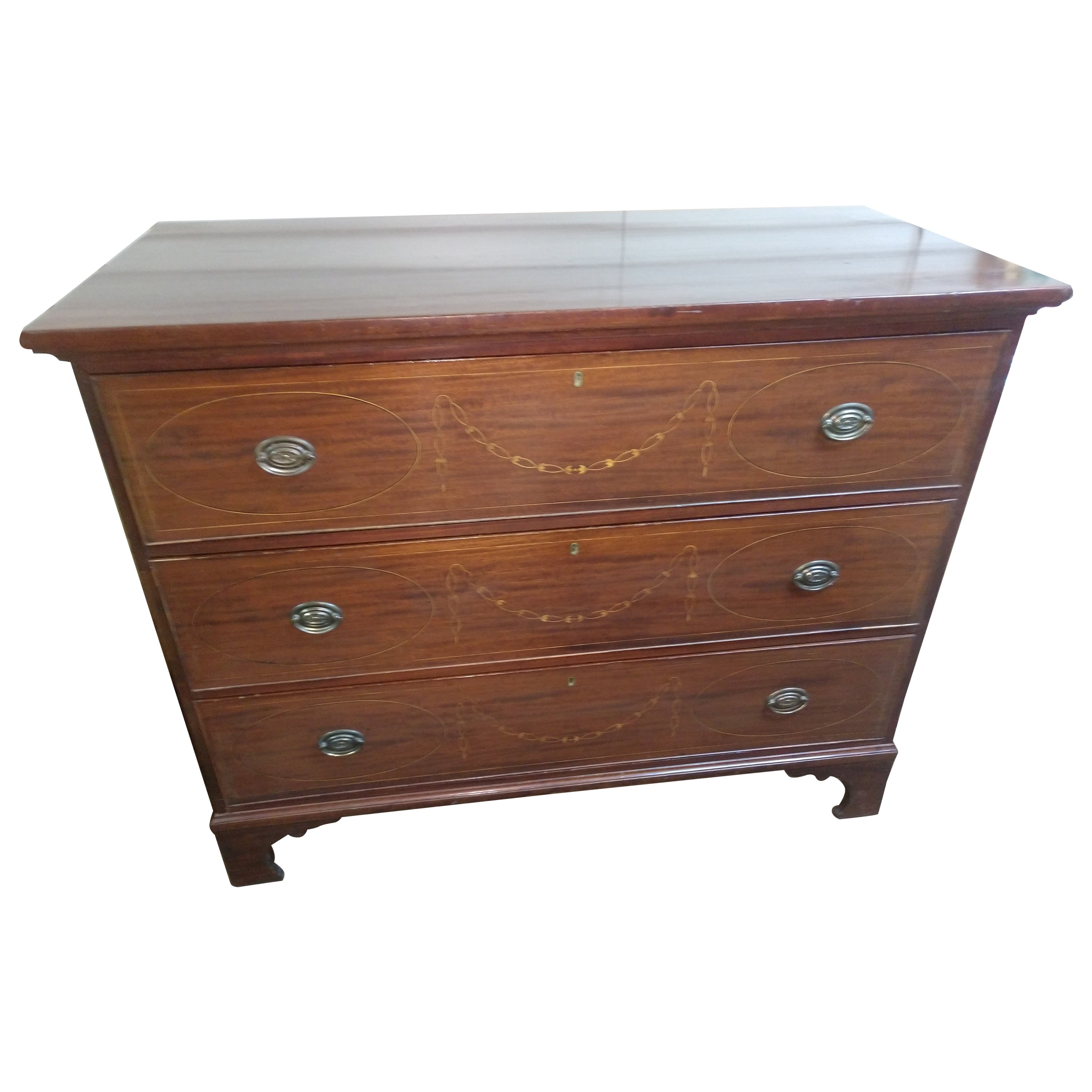 Antique 19th Century Victorian Walnut Chest of Drawers Three Drawer ...