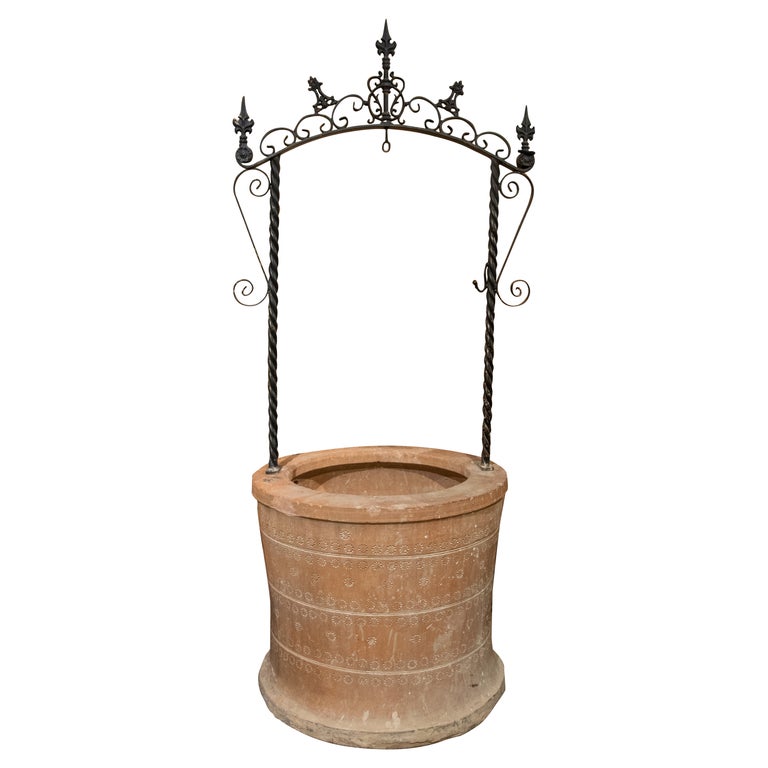 Mid-19th Century Spanish Terracotta Water Well w/ Wrought Iron Gantry ...
