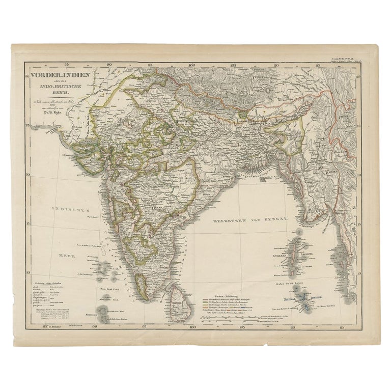 Antique Map of India and Burma at The Time of the British Empire, 1834 ...