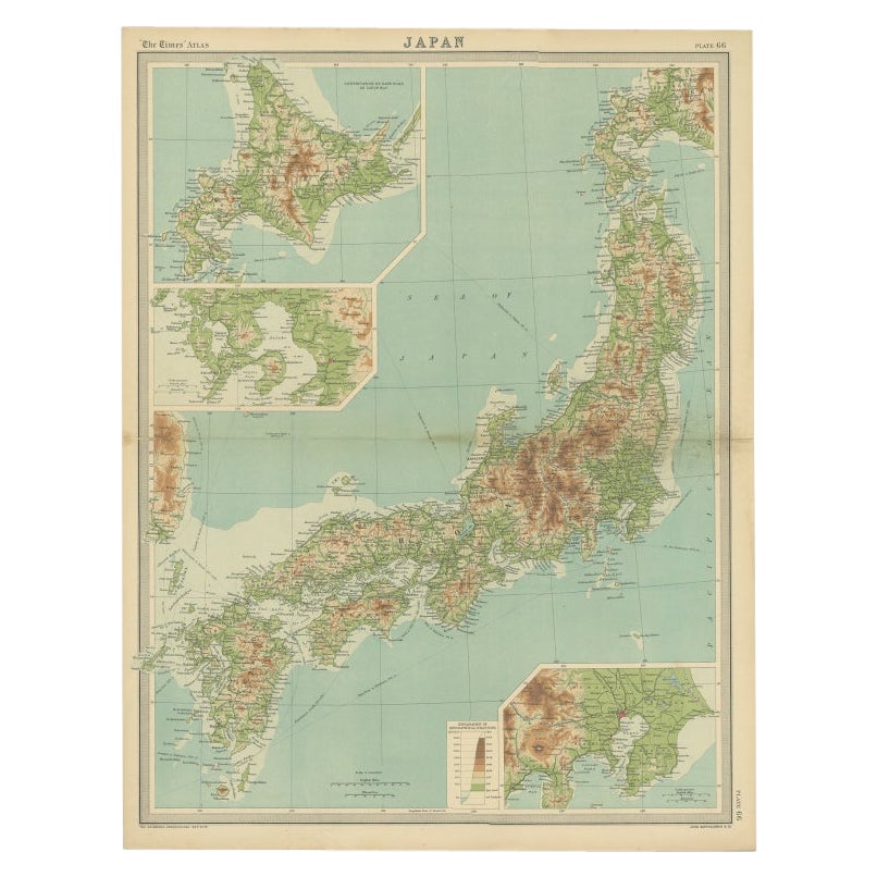 Home Décor 1898 Japan Large Original Antique A & C Black Map with ...