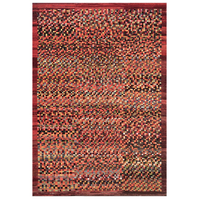 Handwoven Deep-Pile Colorful Contemporary Deco Rug For Sale at 1stDibs