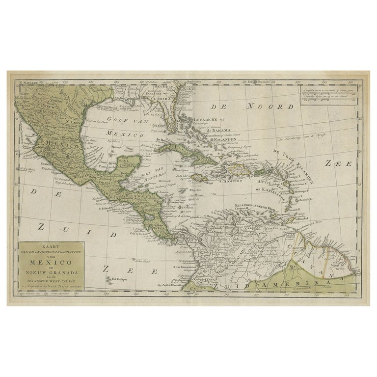 Old Map the Gulf of Mexico, the Caribbean and Northern South America ...