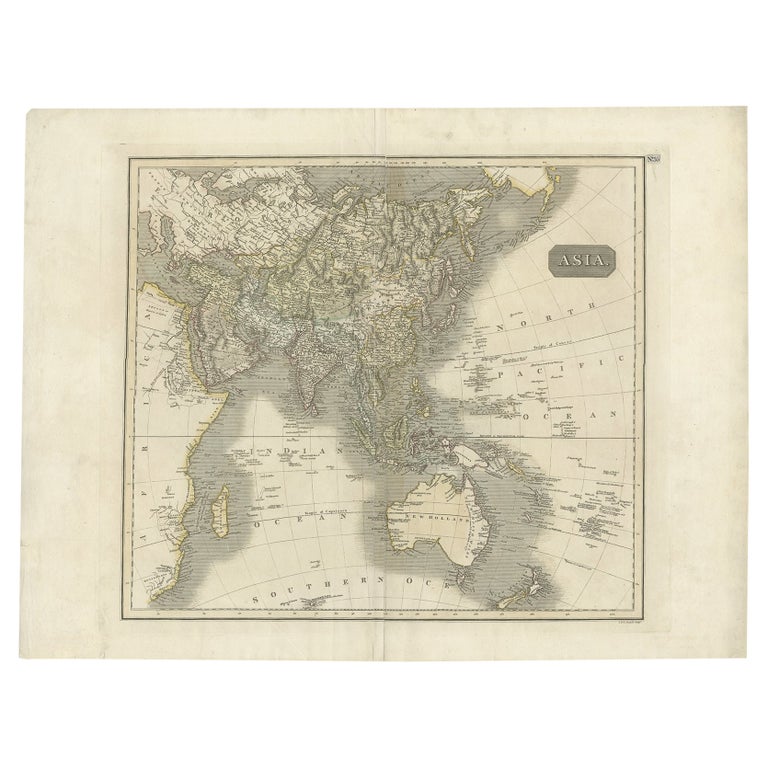 Antique Map of Asia Depicting Asia and Australia, c.1814 For Sale at ...