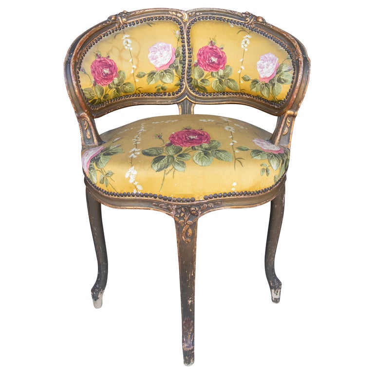 19th Century French Upholstered Wooden Corner Chair at 1stDibs