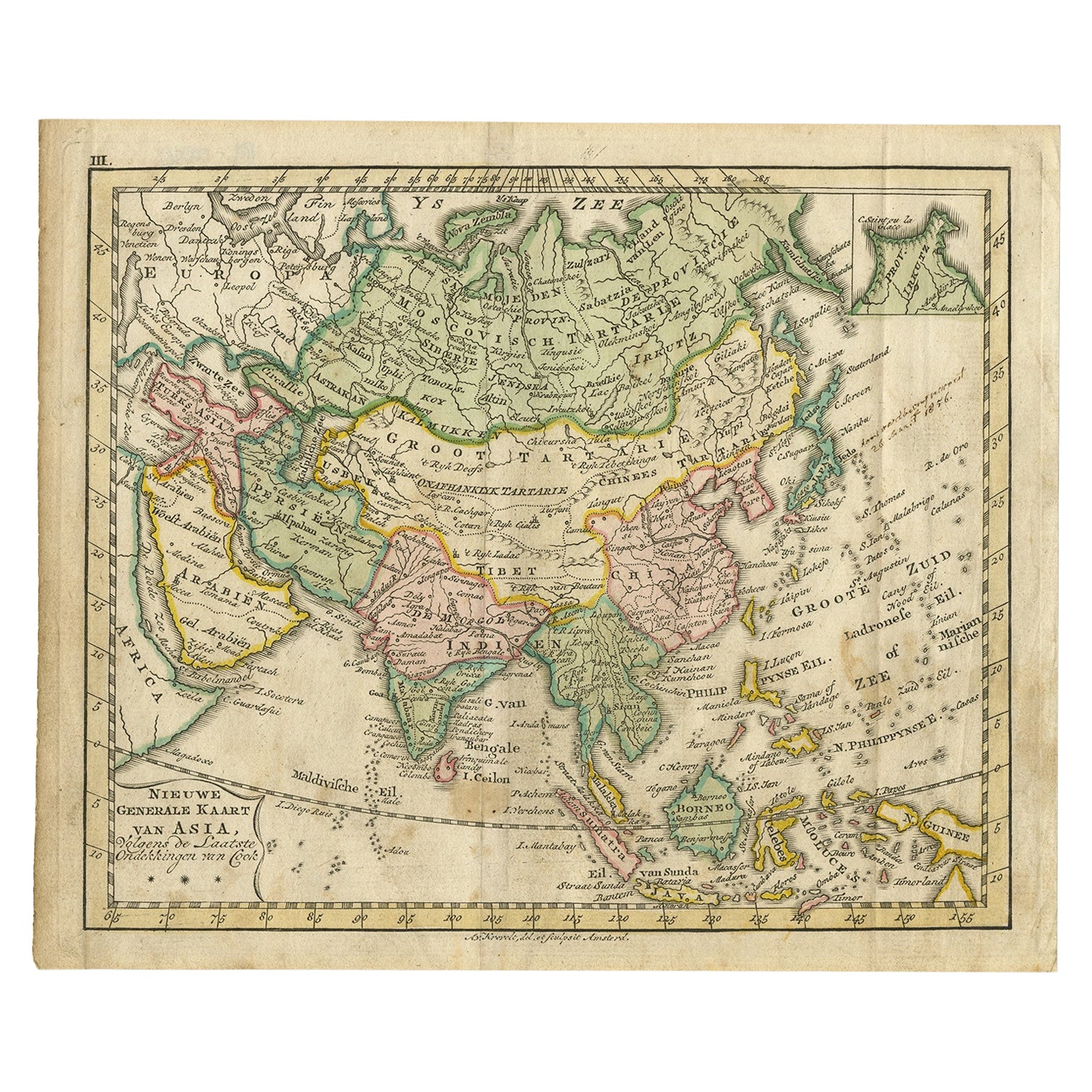 Antique Map of Asia Showing Political Divisions and Routes of Travel ...