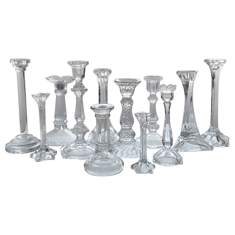 Set of 12 Vintage Glass Crystal Candlesticks Candle Holders at 1stDibs ...