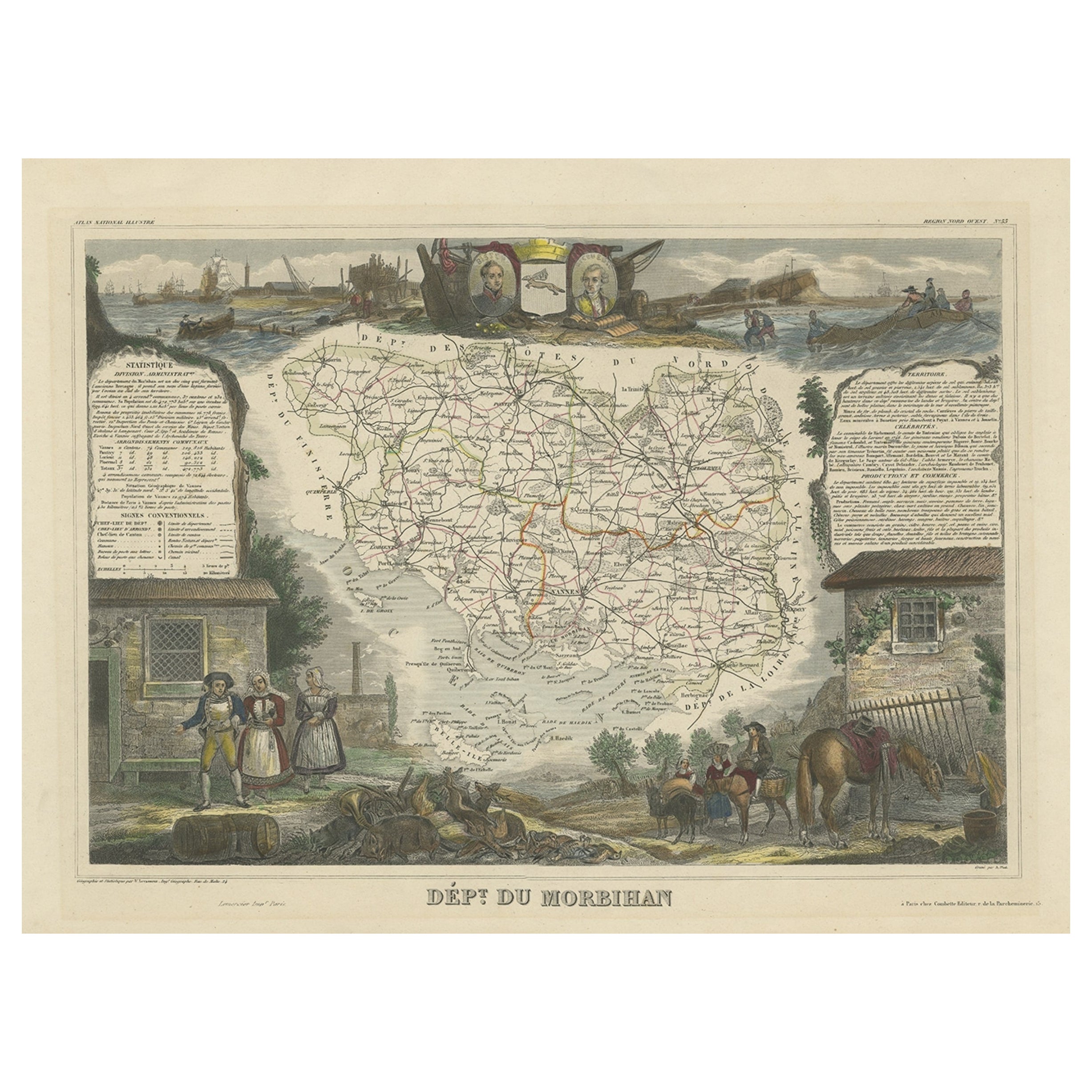 Antique Map of France according to the Treaty of Paris '1815 ...