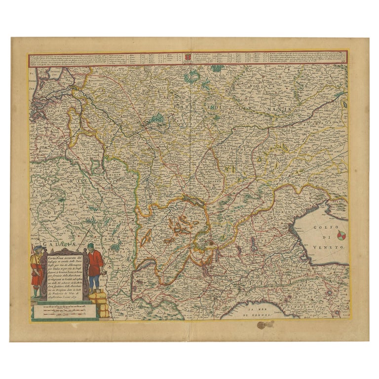 Old Map of the Western Part of Central Europe, c.1680 For Sale at ...
