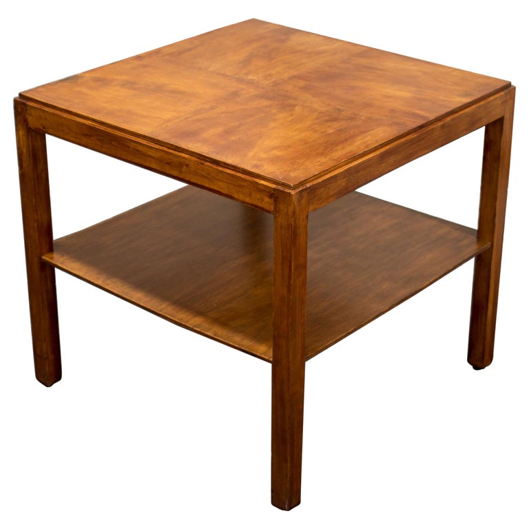 Swedish Art Deco Birch End or Side Table with Shelf For Sale at 1stDibs