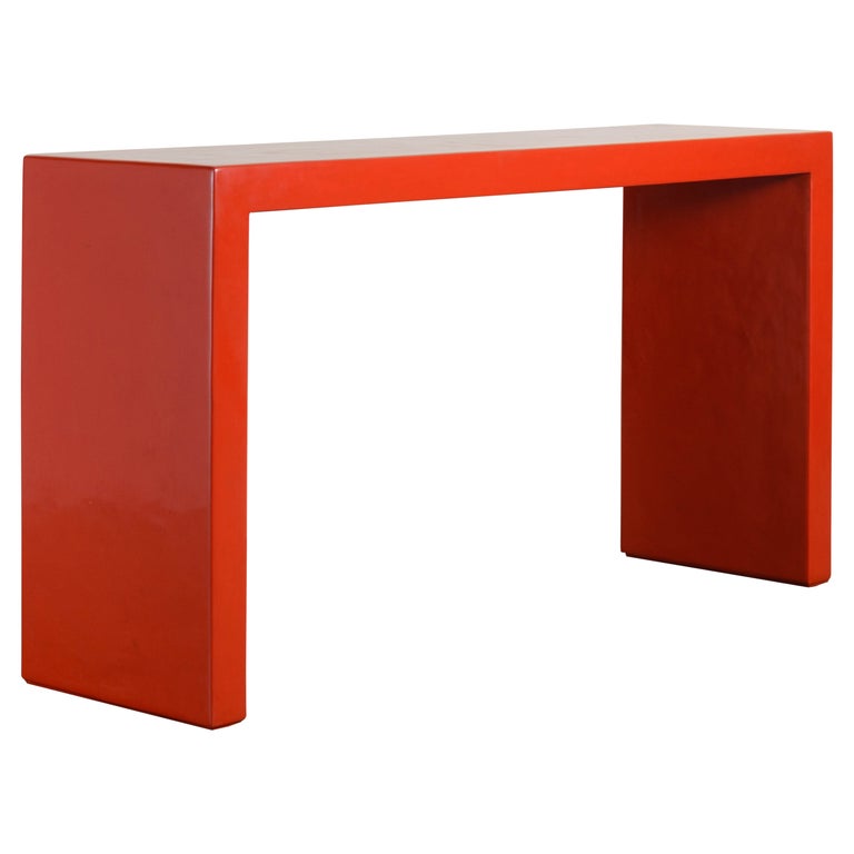 Contemporary Parsons Console in Red Lacquer by Robert Kuo, Limited ...