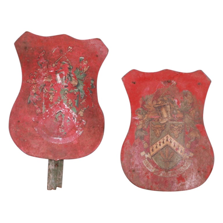 Pair of English Decorative Painted Shields For Sale at 1stDibs