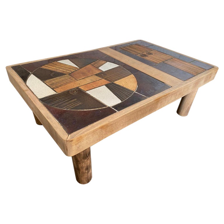 Raymonde Leduc Vallauris Coffee Table in Ceramic, 1950 at 1stDibs