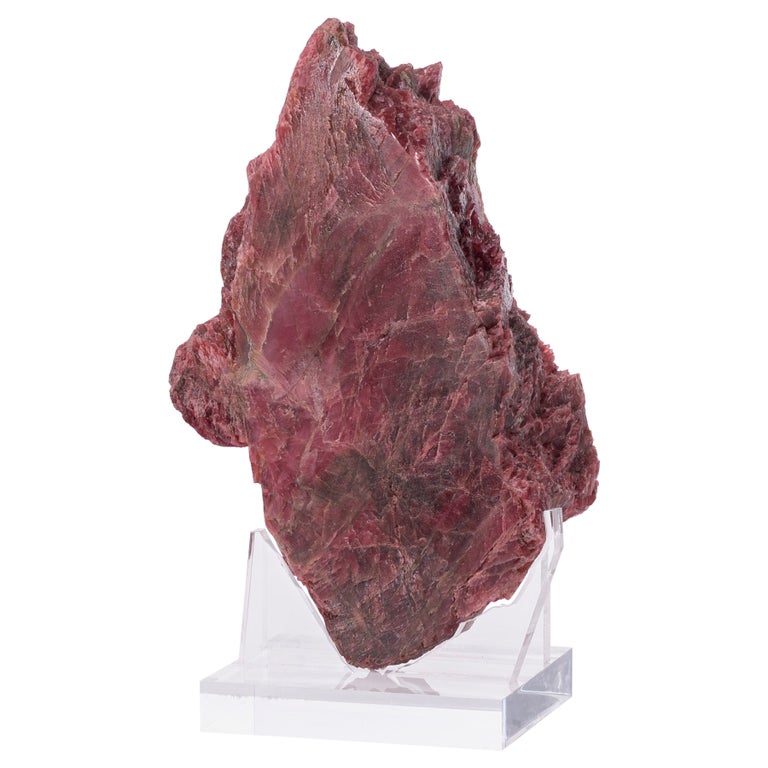Natural Brazilian Rhodonite Specimen on a Custom Acrylic Base at 1stDibs