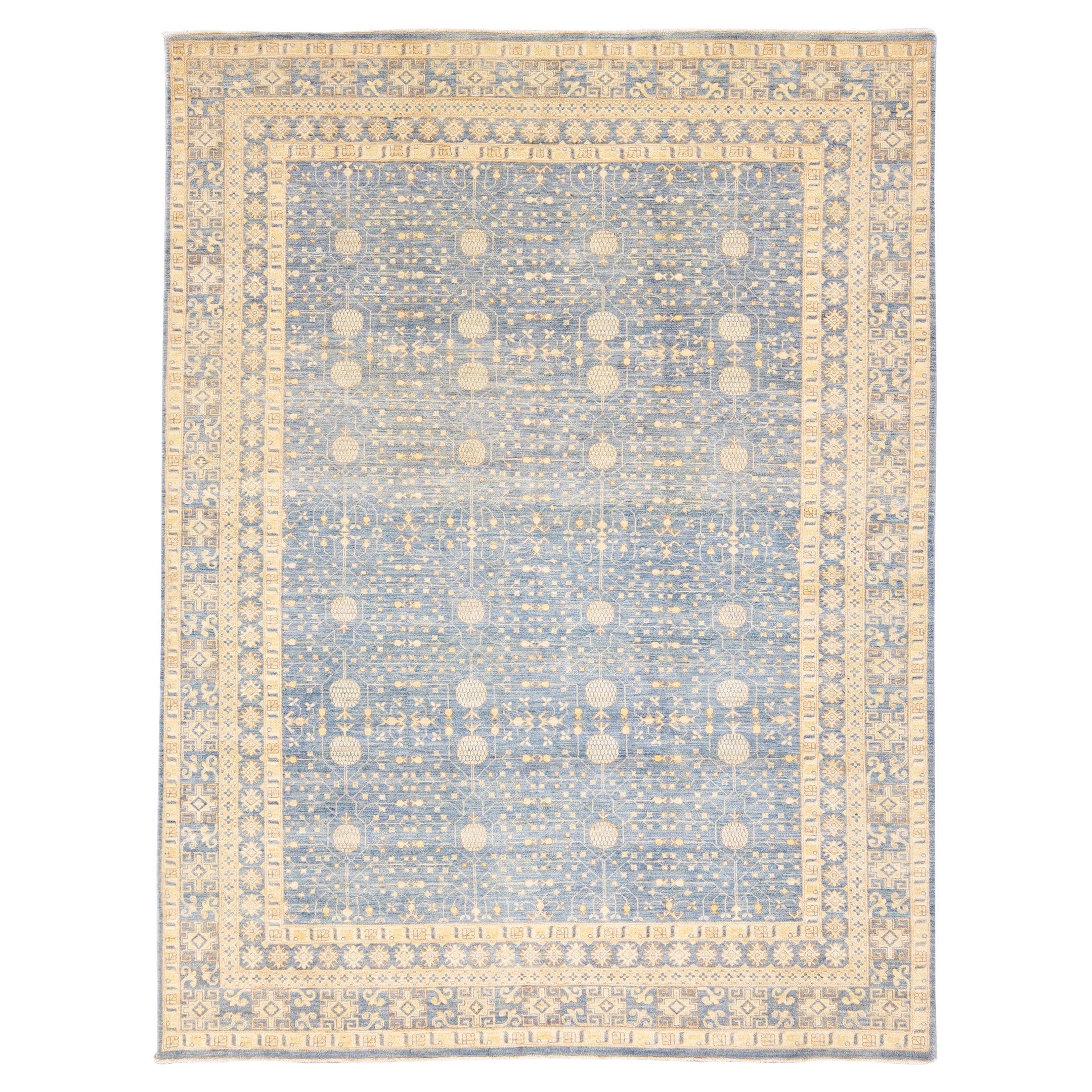 Modern Handmade Indian Peshawar Wool Rug With a Beige Geometric Motif ...