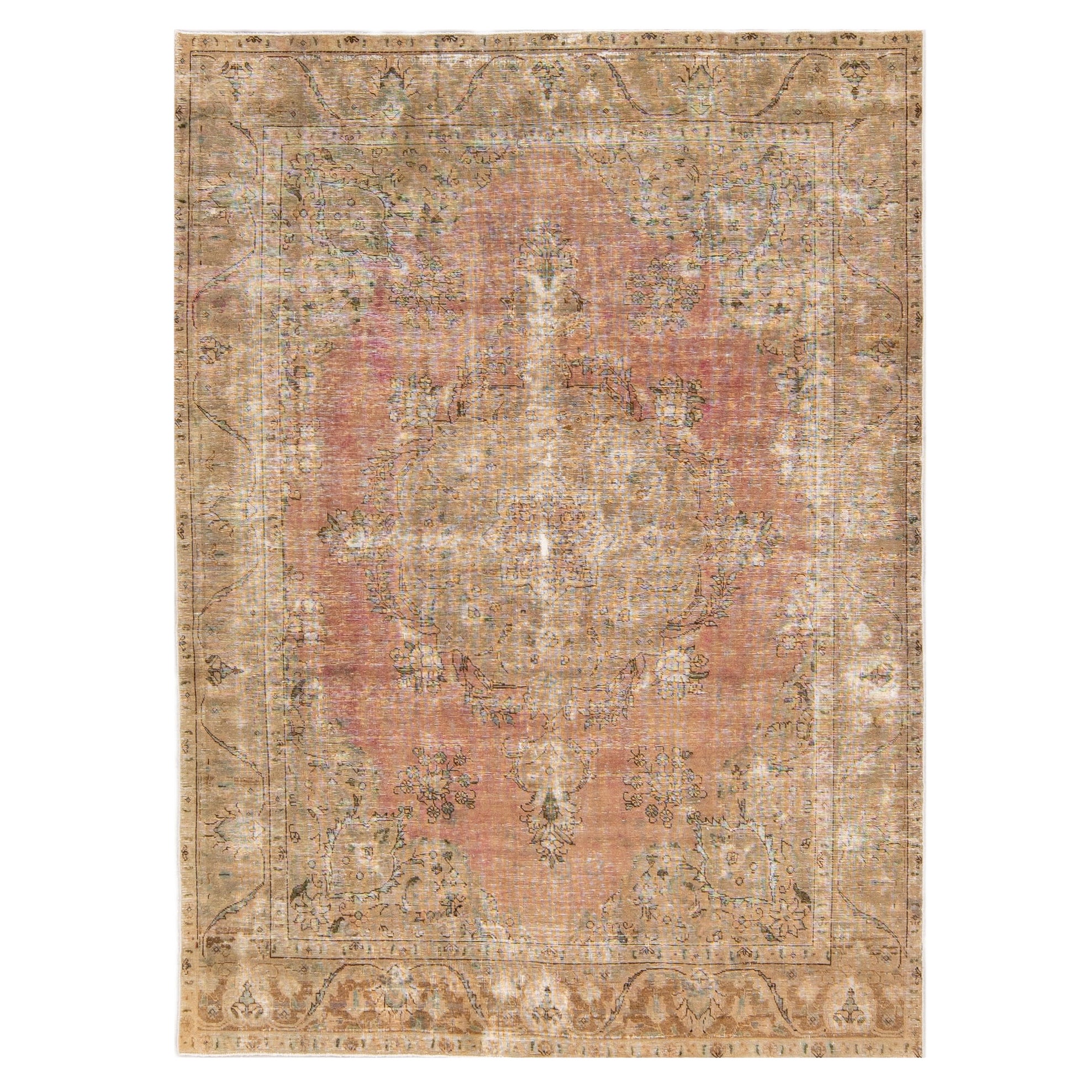 Peach Modern Gabbeh Handmade Wool Rug For Sale at 1stDibs