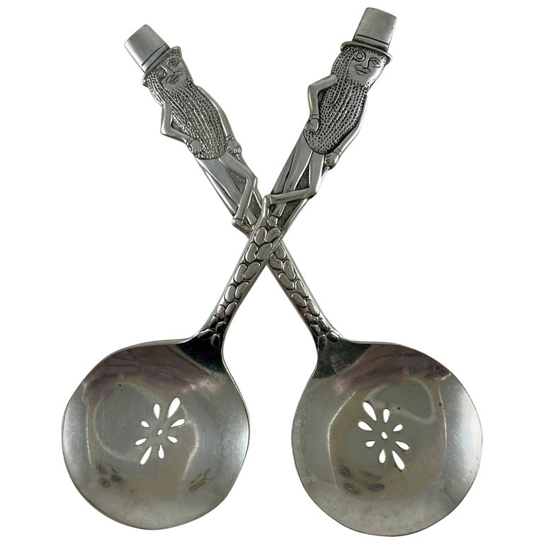 Vintage Mr. Peanut Mascot Silver Plate 1940s Advertising Nut Spoons, S ...