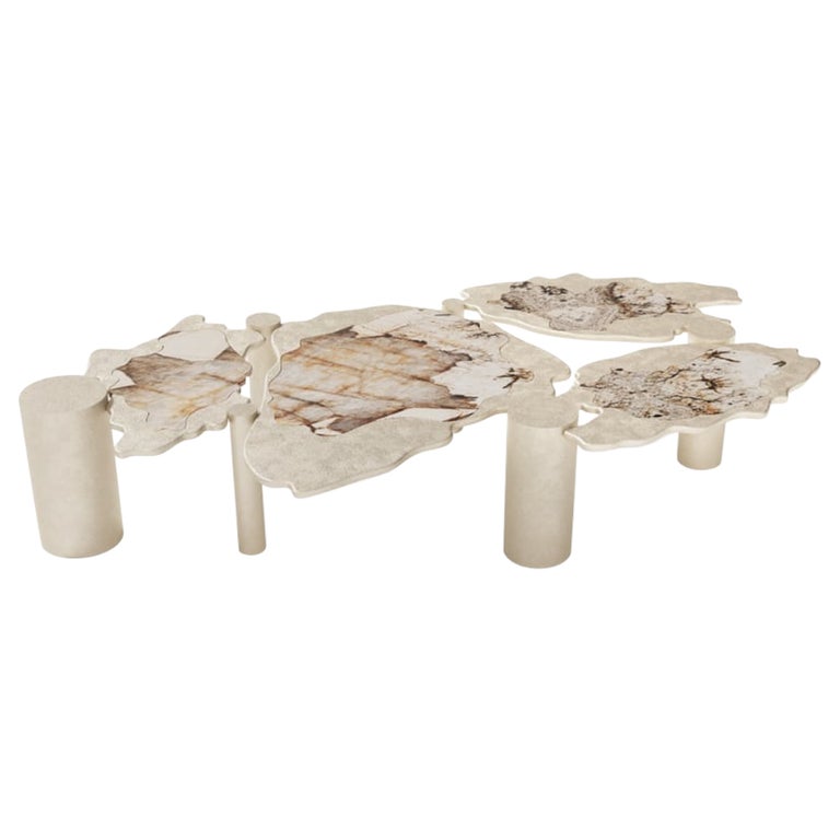 Slater Center Table in Textured Marble by Covet House For Sale at 1stDibs