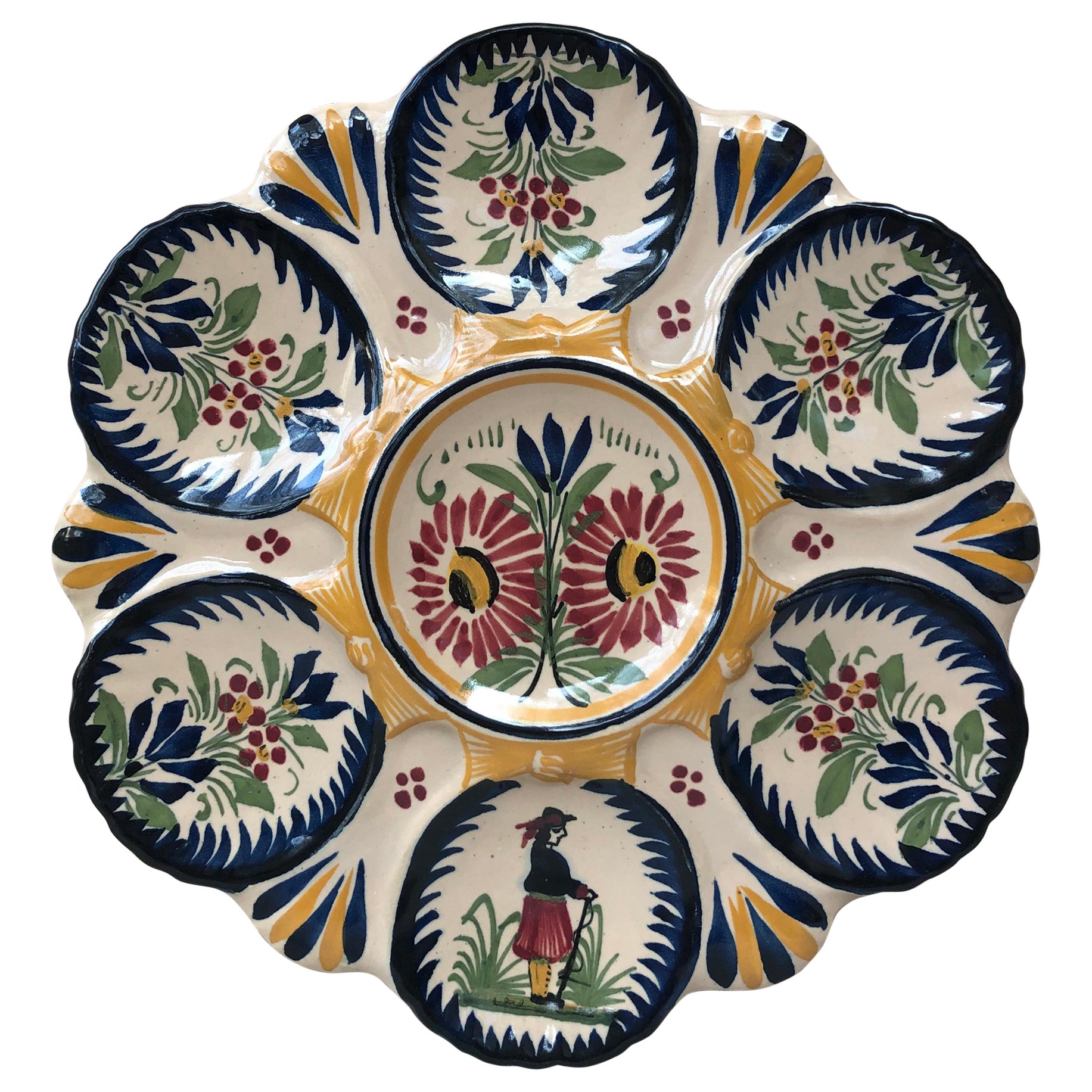 Rare Set of 12 Henriot Quimper Faience Oysters Plate, circa 1910 For ...