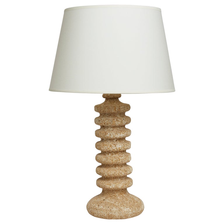 Mid-Century Carved Stone Table Lamp at 1stDibs