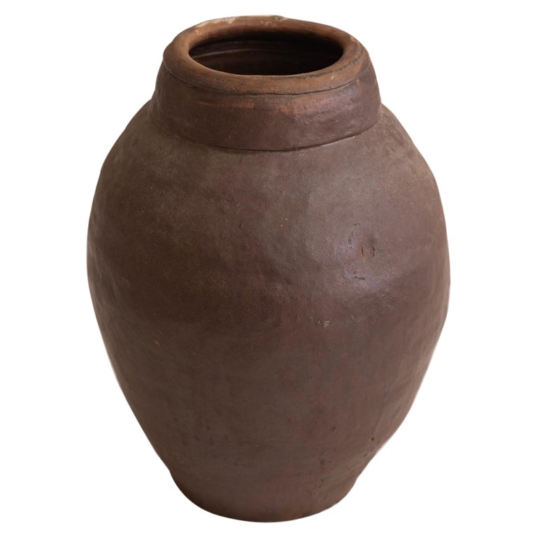 Vintage Painted Earthenware Jug Vessel For Sale at 1stDibs