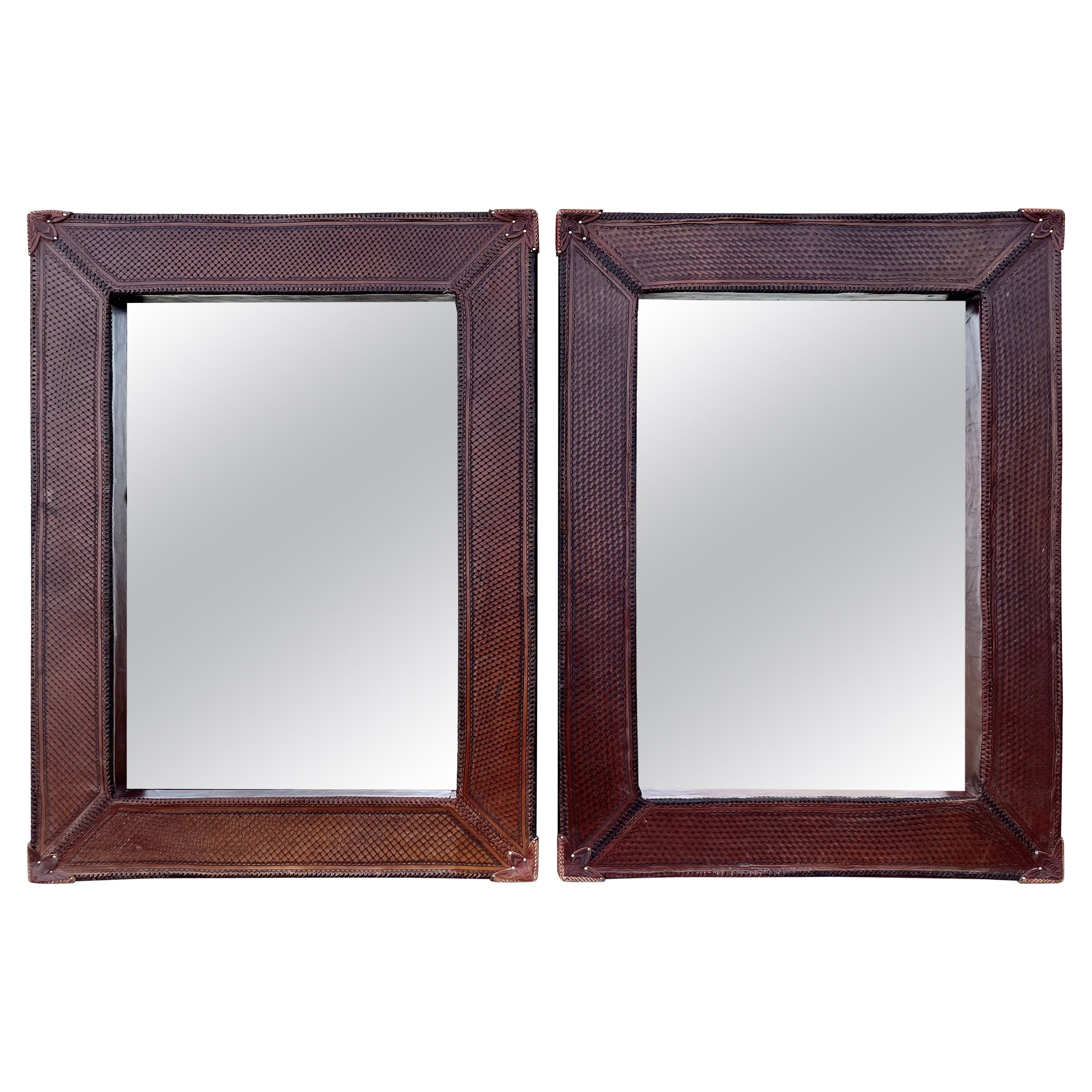 Large Leather Mirror For Sale at 1stDibs