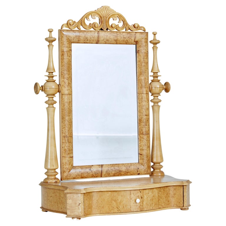 Early 20th Century Burr Birch Vanity Mirror at 1stDibs