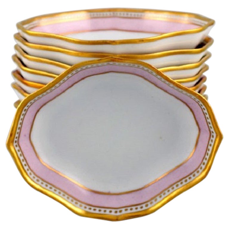 Kaiser, Germany, 11 Porcelain Dishes with Hand-Painted Pink and Gold ...
