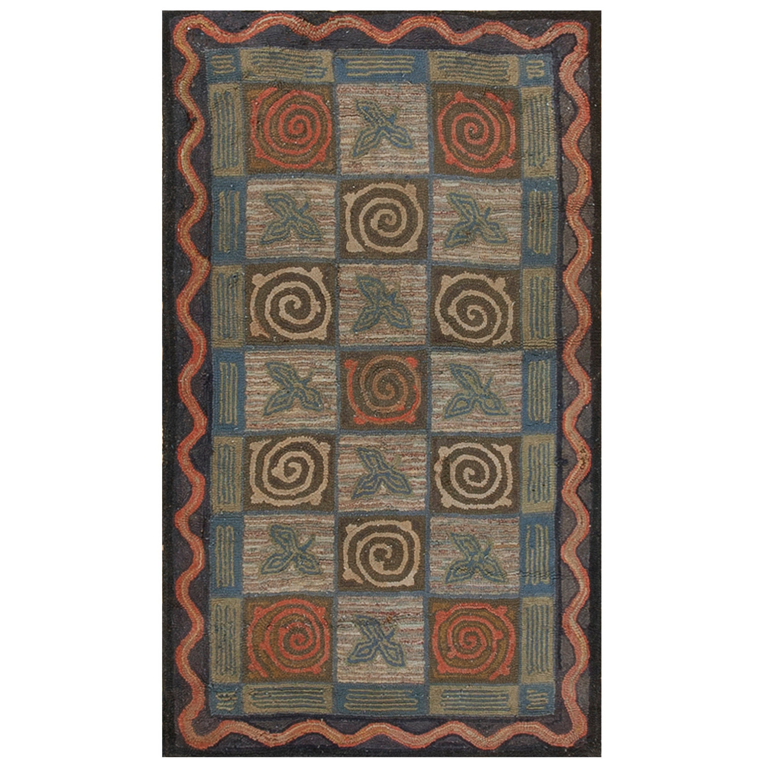 Antique American Hooked Rug For Sale at 1stDibs