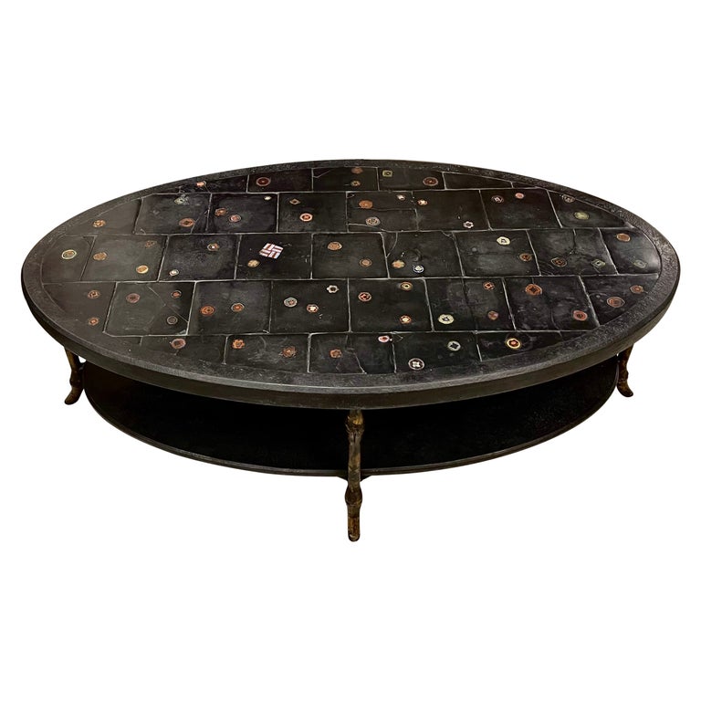 Slate Coffee Table with Inlay at 1stDibs