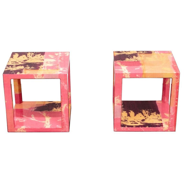 "Pink Albert Cube Confidence” Side Table Pair From Andrea Cross Design ...