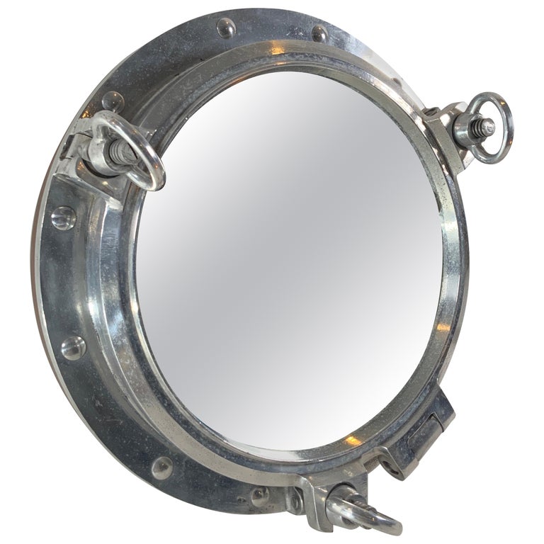 23 Inch Aluminum Ship’s Porthole Mirror For Sale at 1stDibs