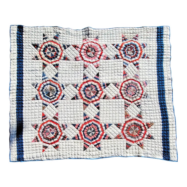 19thc Pennsylvania String Star Quilt at 1stDibs