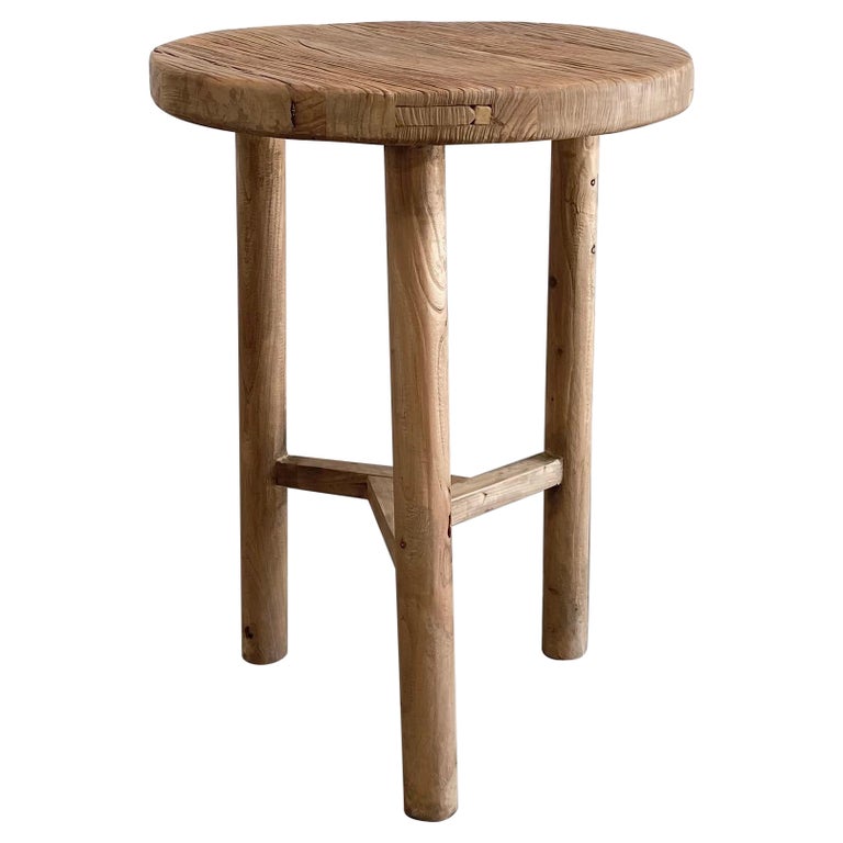 Custom Elm Wood Round Tall Side Table or Stand at 1stDibs | tall wood ...