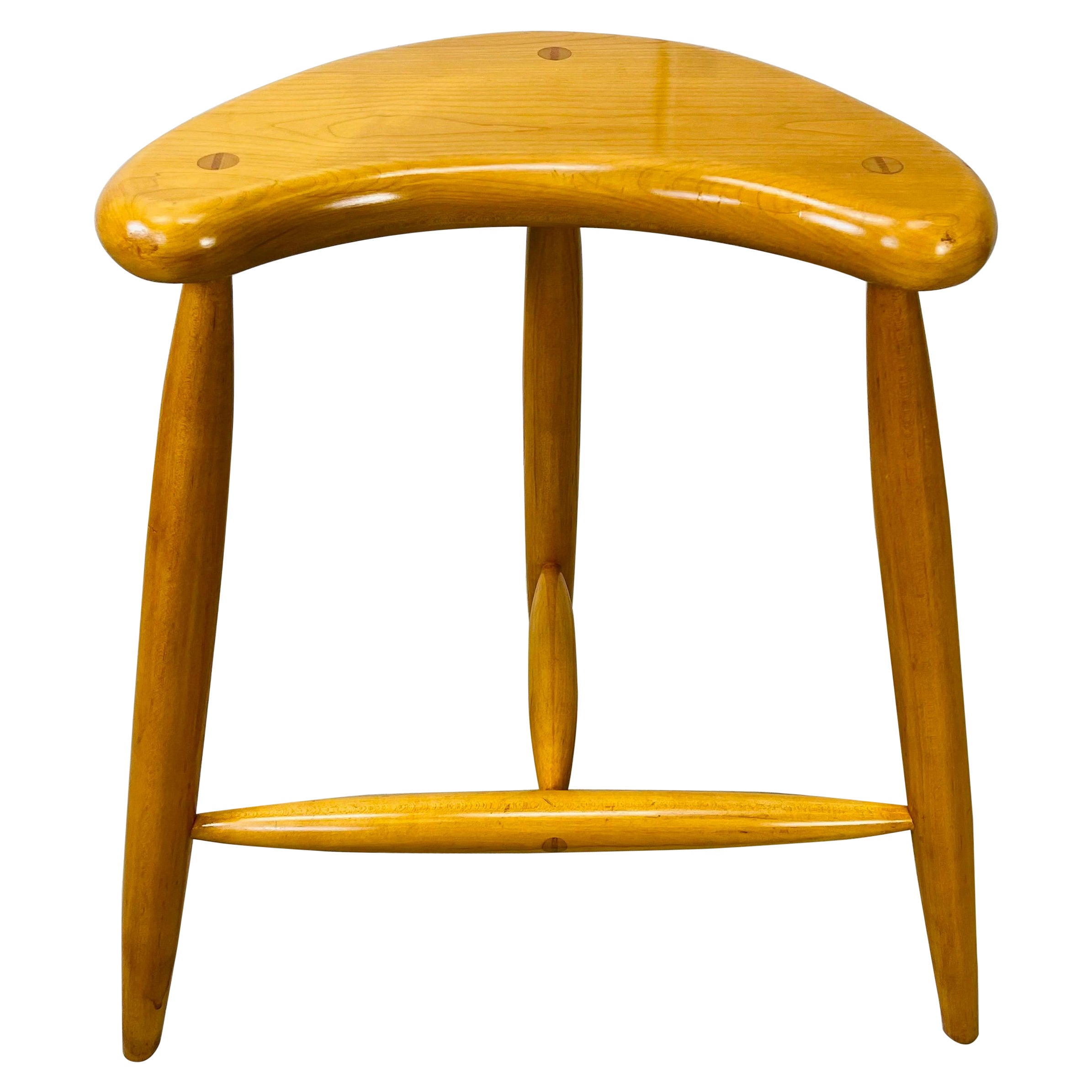 Stool Italian Mid-century Design Green Velvet Maple Wood Rectangular ...