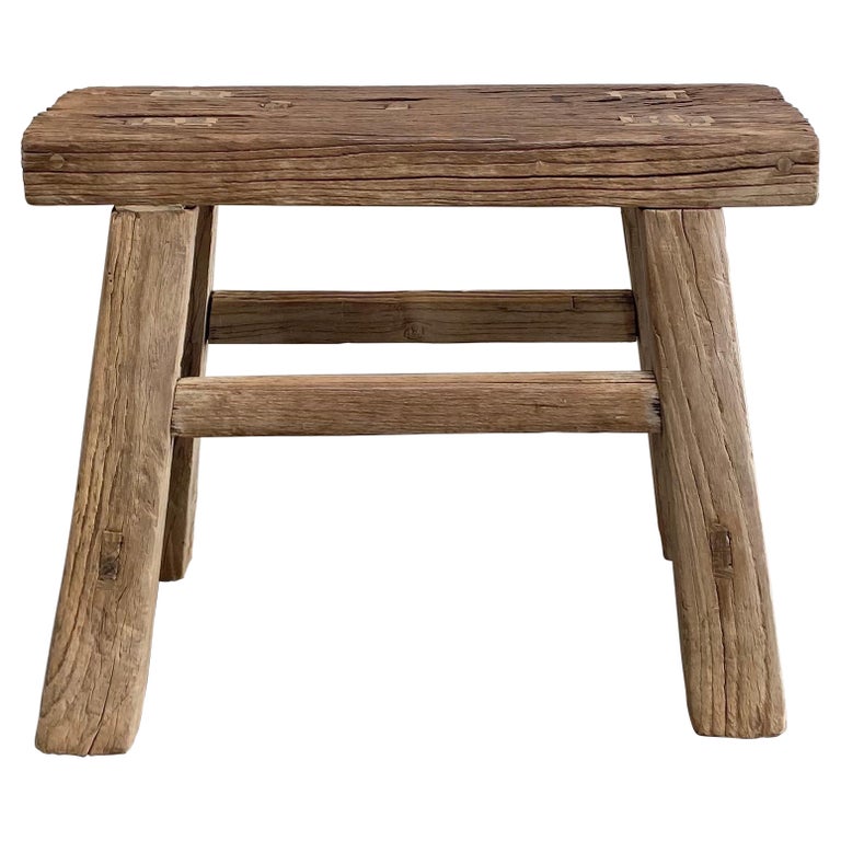 Vintage Elm Wood Stool at 1stDibs