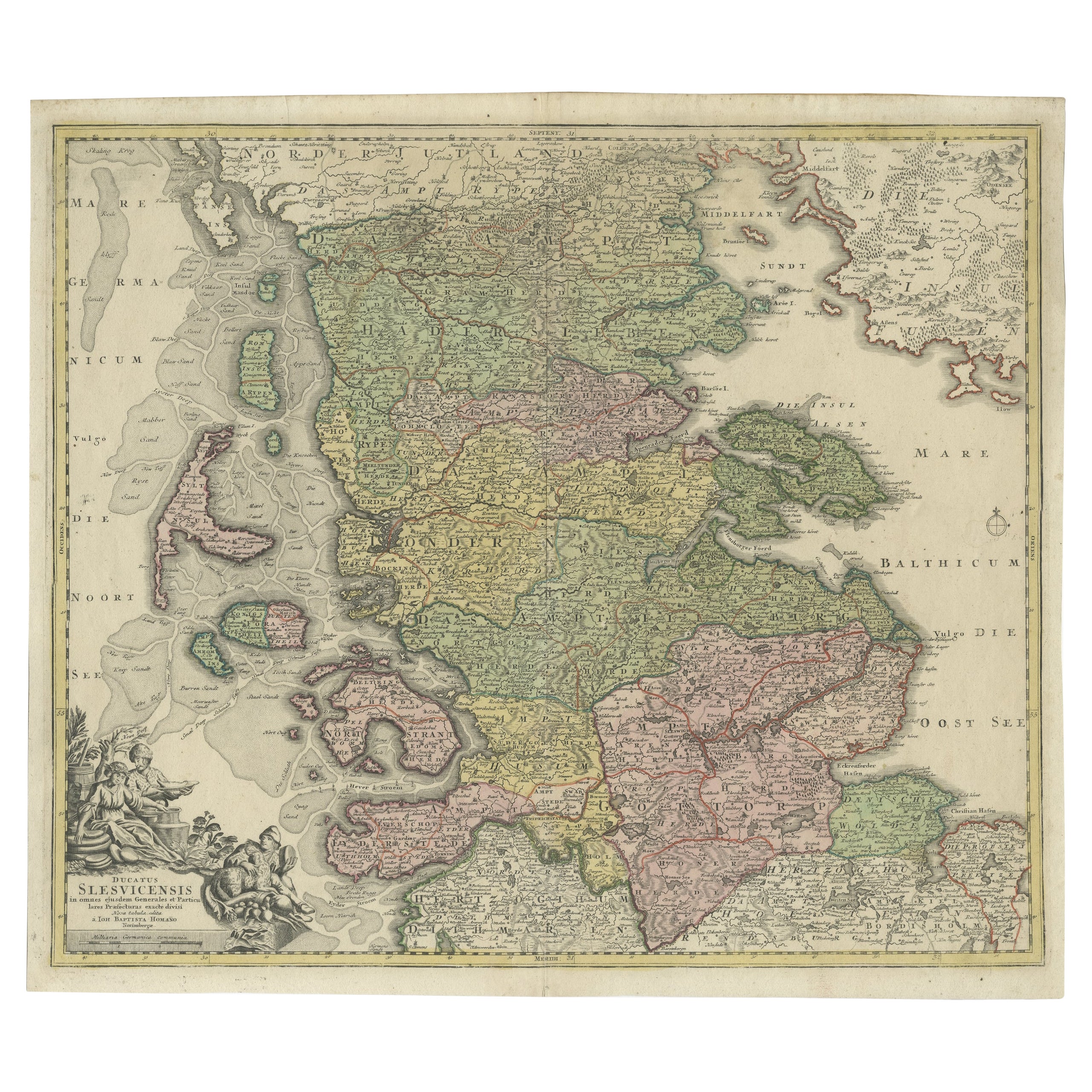 Antique Map of the Region of Paris ‘France’ by H. Heirs, circa 1720 For ...
