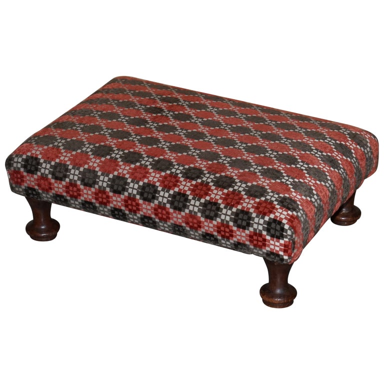 Antique Early Victorian circa 1840 Hardwood Footstool Use with Wingback ...