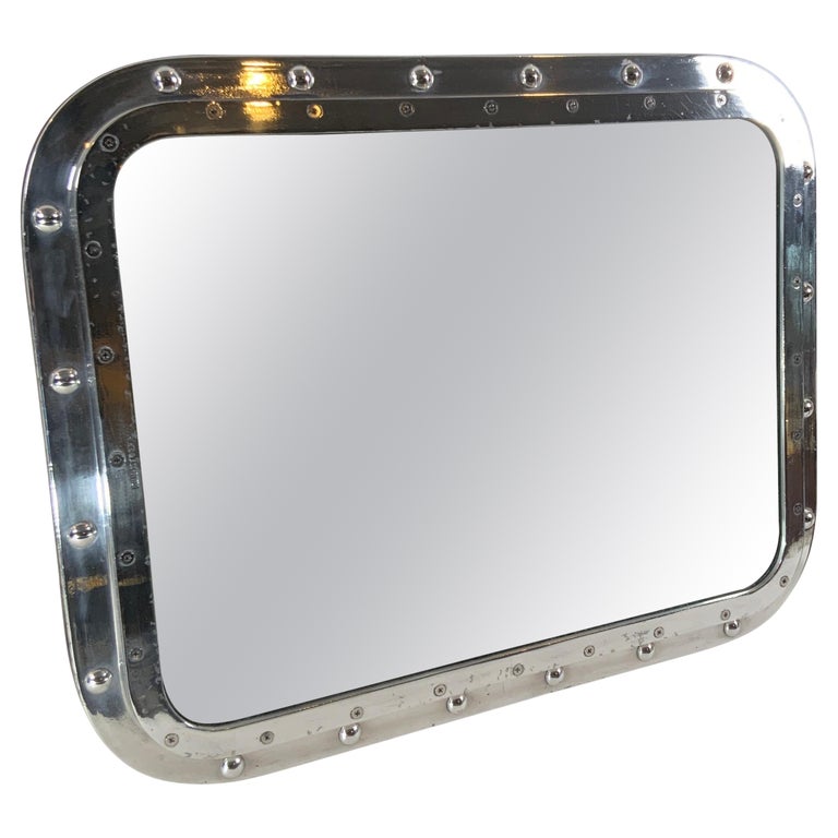 Rectangular Aluminum Ship's Porthole Mirror For Sale at 1stDibs