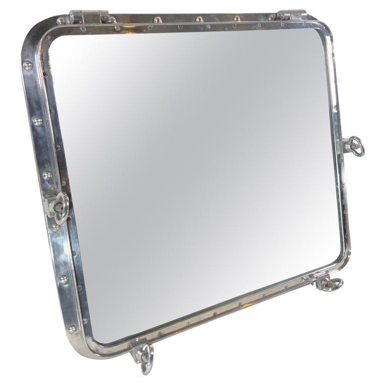 Rectangular Aluminum Ship's Porthole Mirror For Sale at 1stDibs