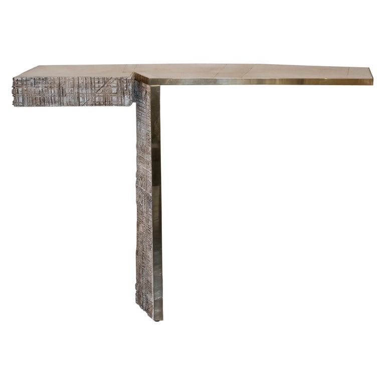 One of a Kind "Crane" Console in Wood, Leather and Brass by Alberto ...