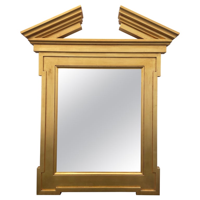 Gilded Broken Pediment Mirror by Donghia For Sale at 1stDibs