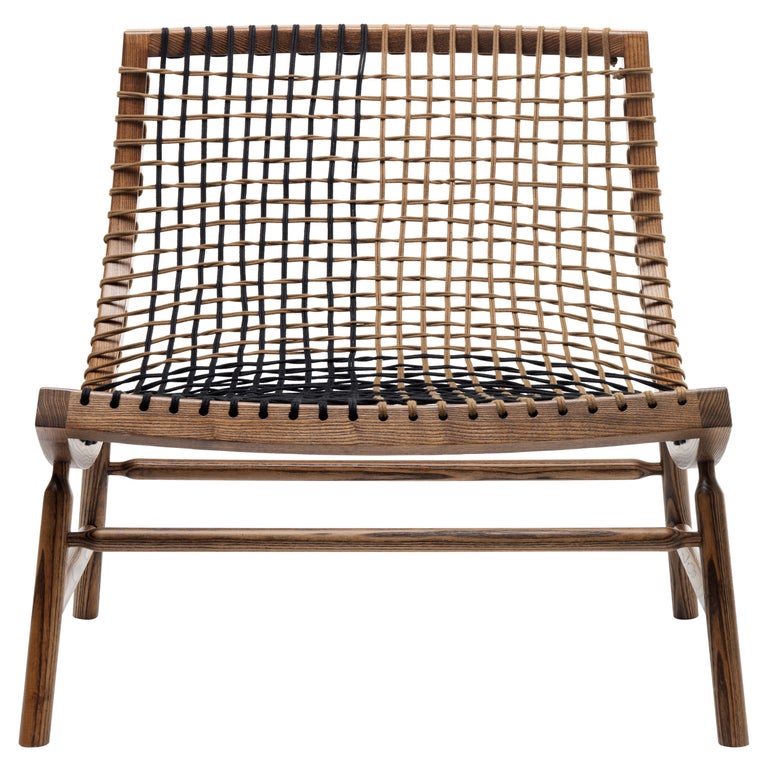 Sitar Chair in Ash Wood Polished Walnut with Cord and Black Seat by ...