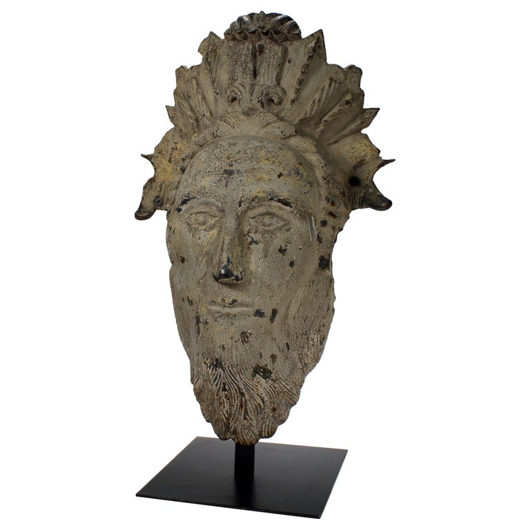 Antique Victorian Cast Iron Architectural Mask with White Paint For ...