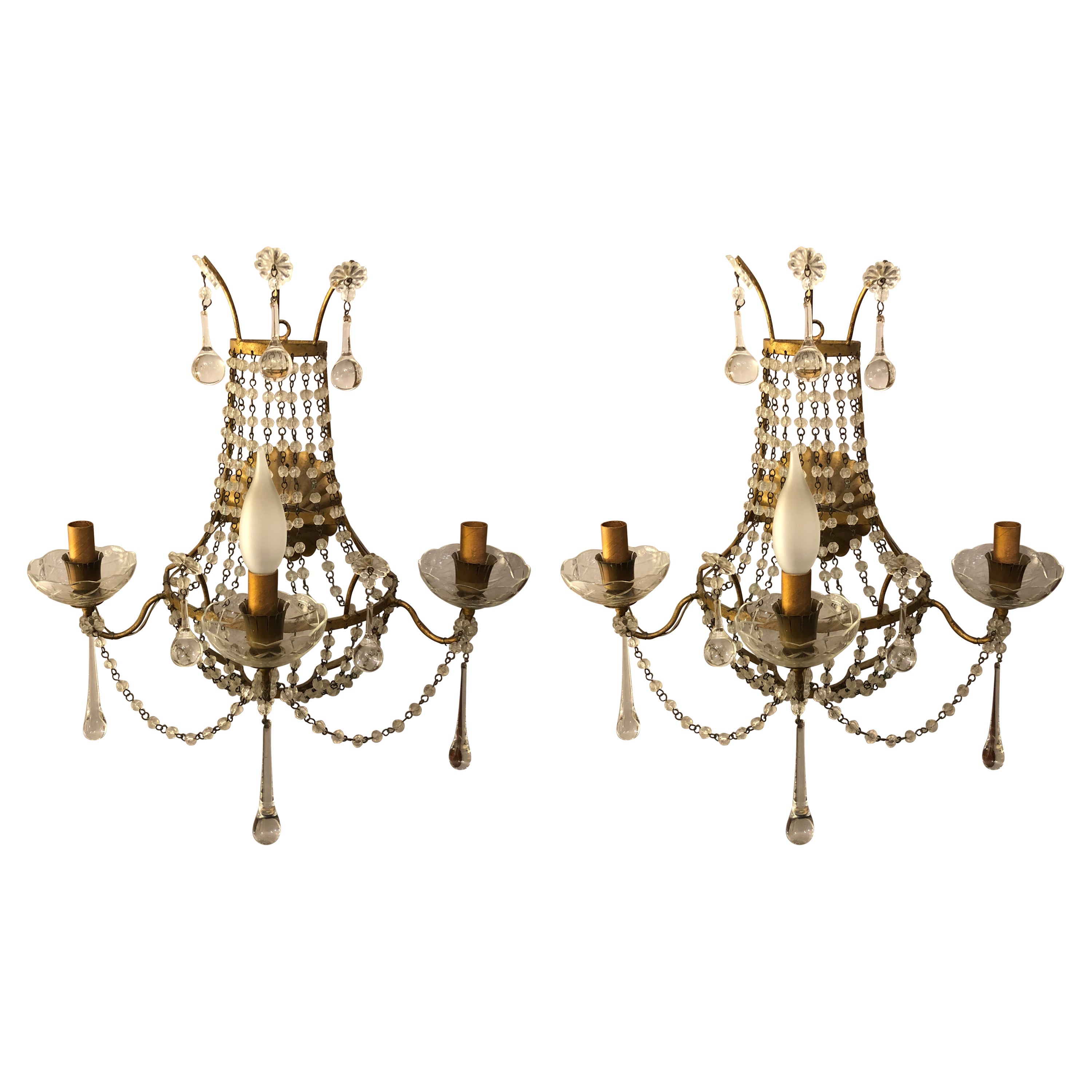 French Brass and Black Sconces at 1stDibs