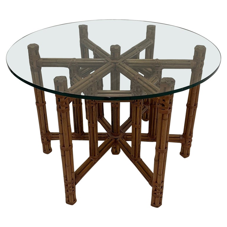 Chic McGuire Rattan Dining Table Base with Leather Details For Sale at ...