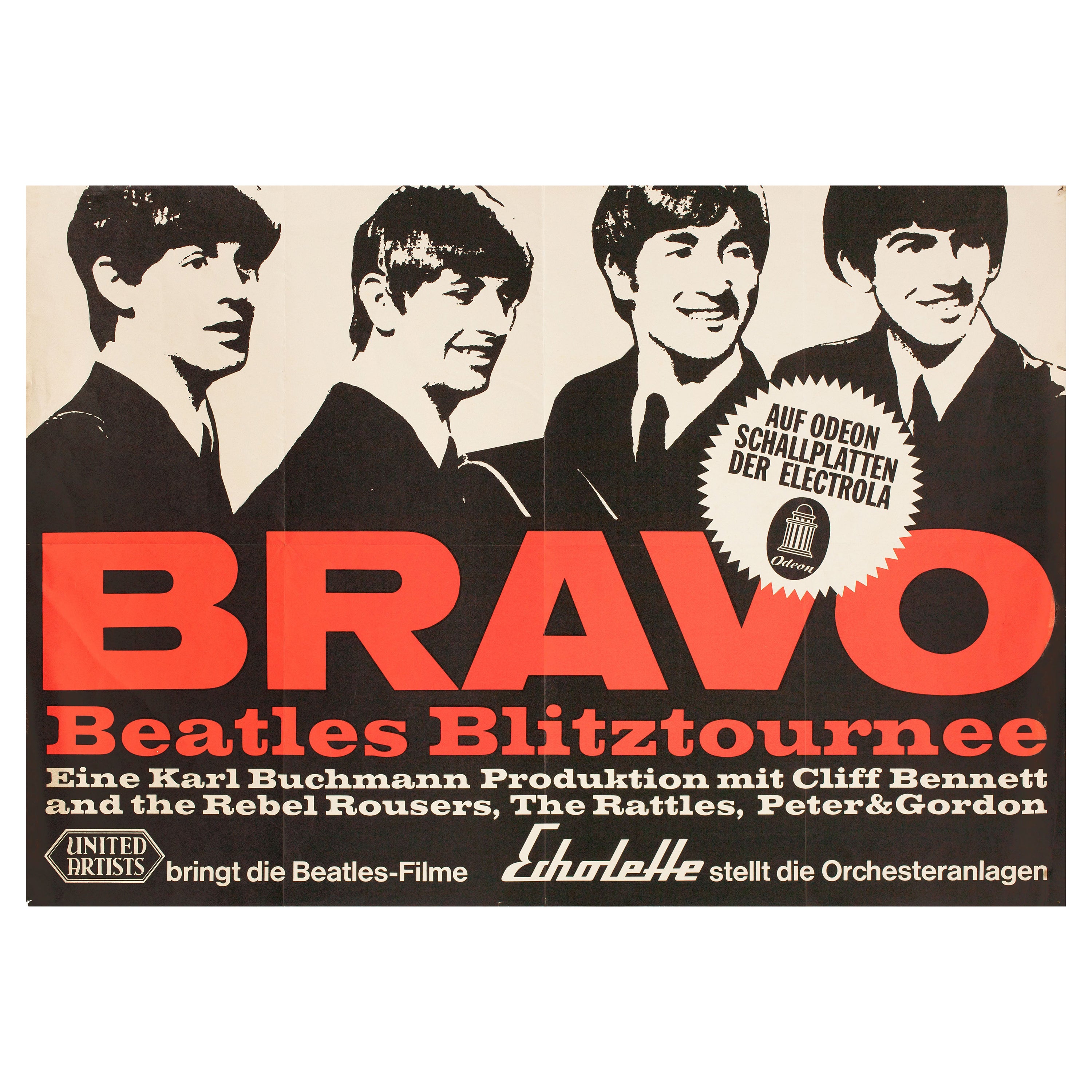 Bravo Beatles Blitztournee 1966 German Concert Tour Poster at 1stDibs