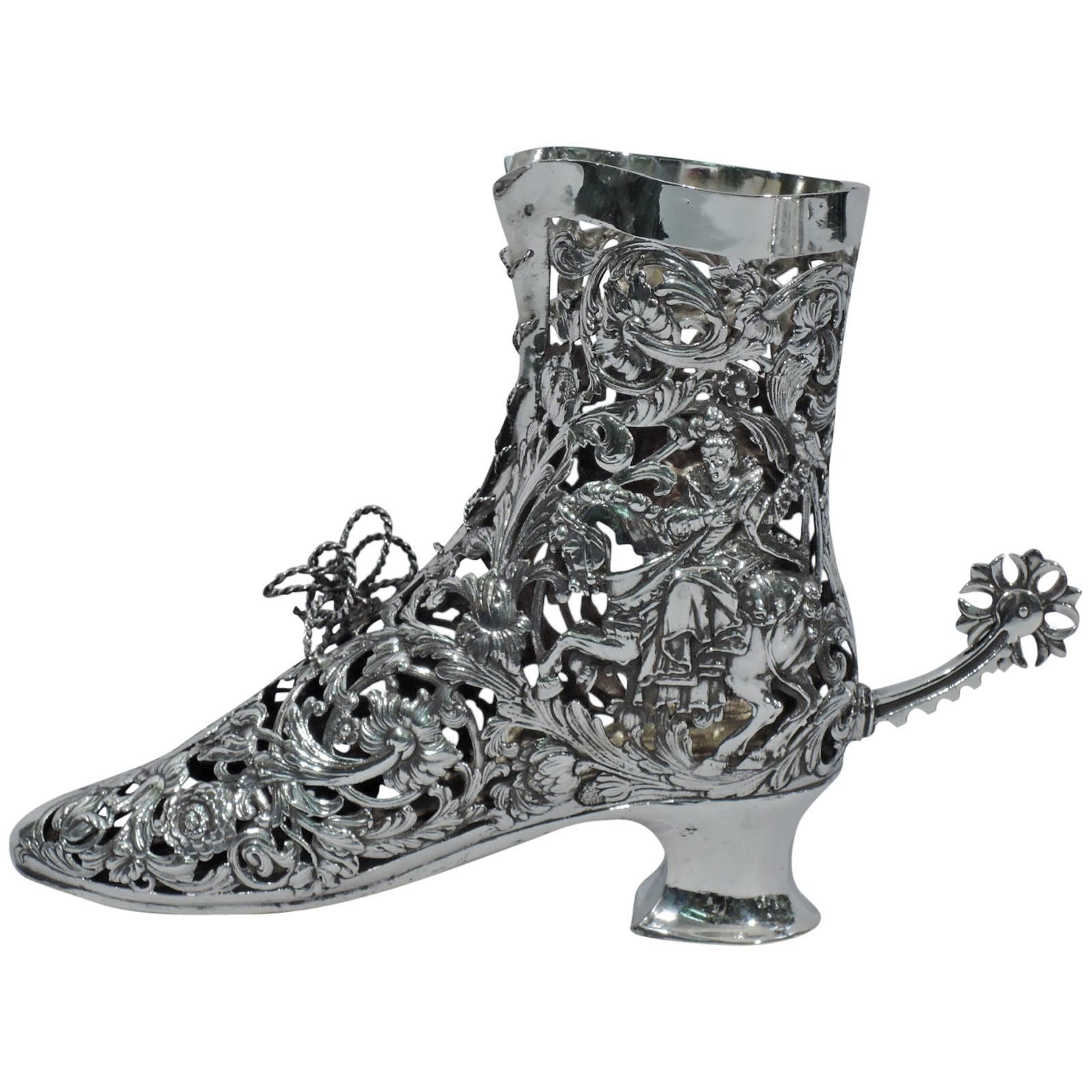 Elegant Sterling Silver Lady's Riding Boot with Rotating Spur For Sale ...