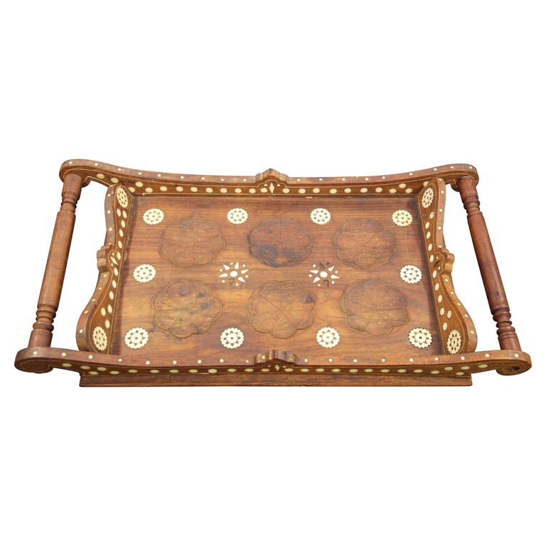 Vintage Large Teak Wood with Bone inlay Made in India For Sale at 1stDibs