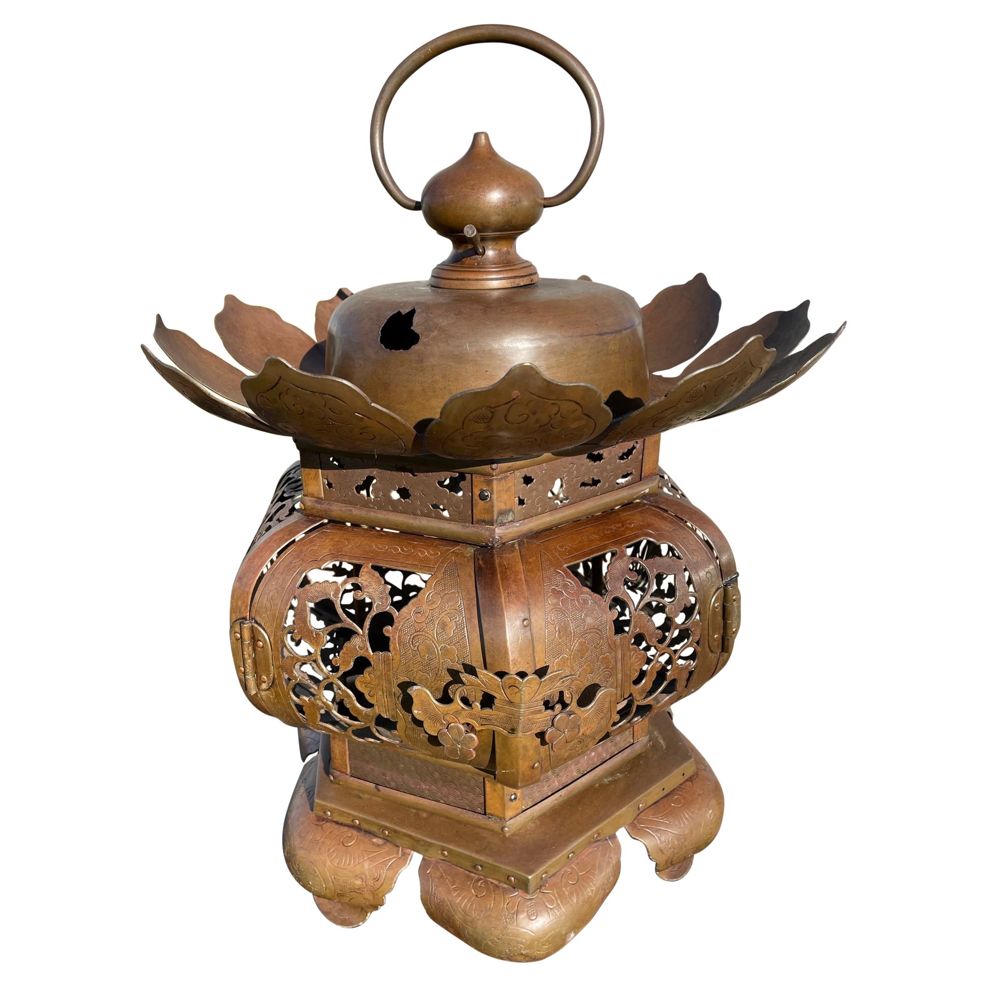 Japanese 1850 Satsuma Hand-Painted Lantern Pagoda Blue Glaze Censer at ...