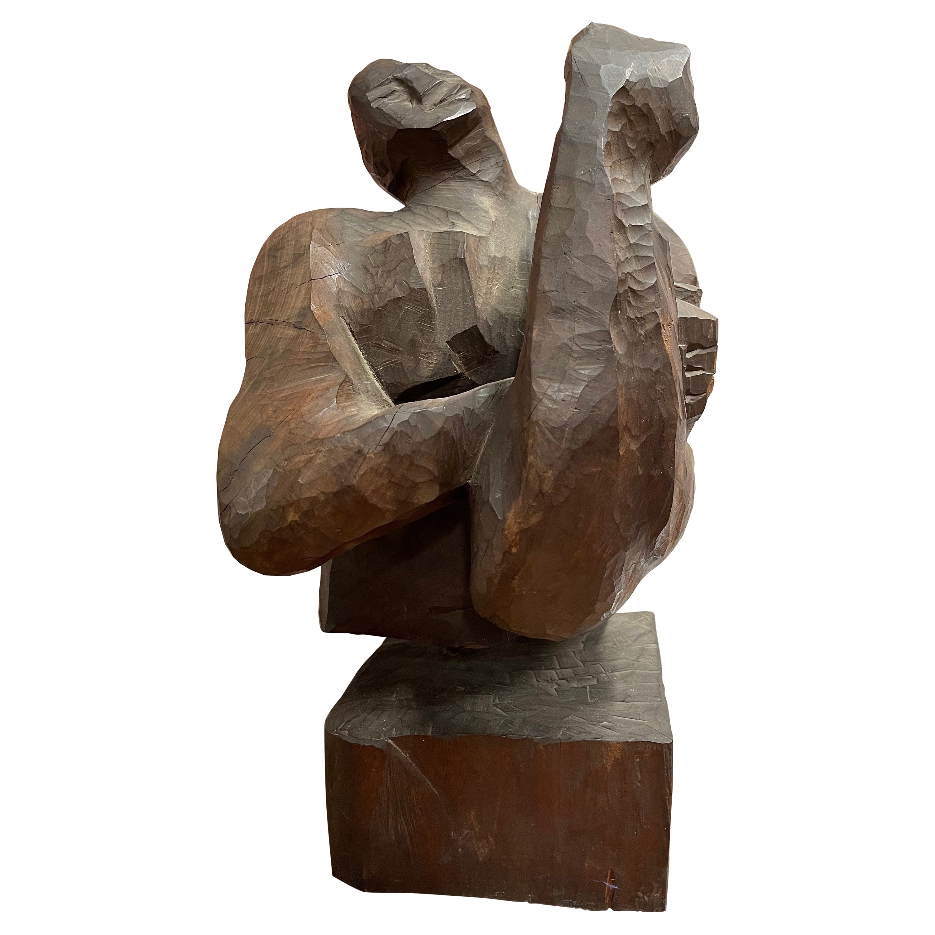 Direct Wood Carving Man with Fist at 1stDibs